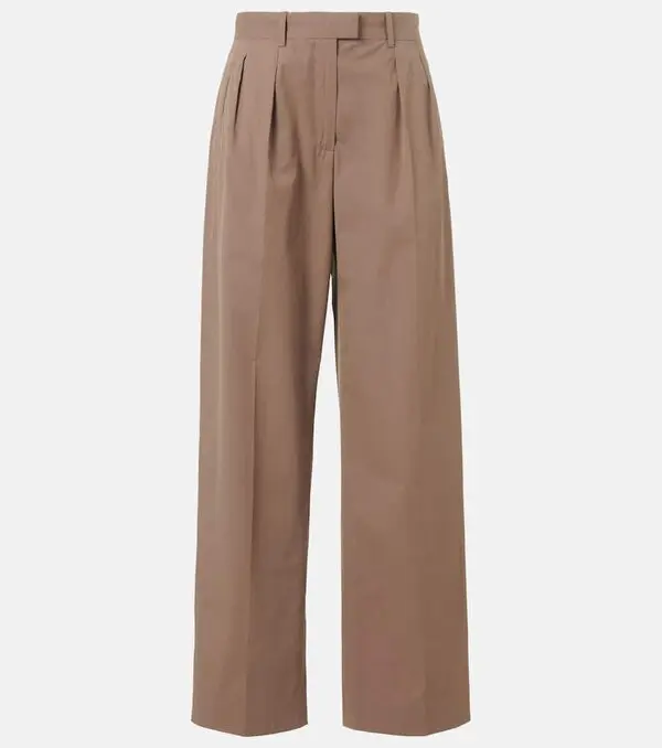 THE ROW Alfidis Wide-leg Cotton Pants - Brown