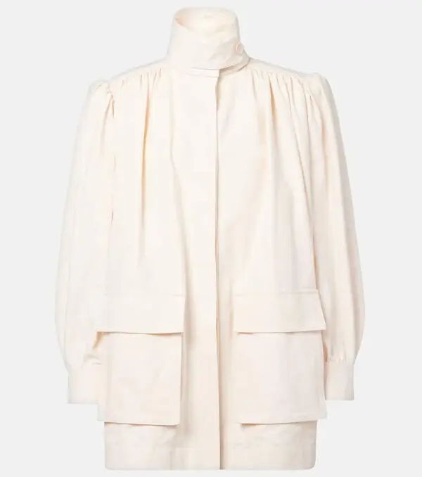 Chloé Gathered Cotton Canvas Jacket - White