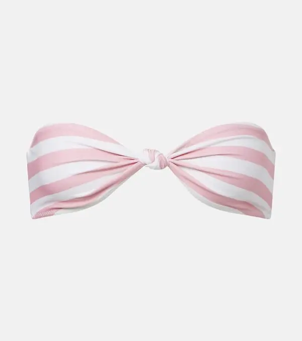 SAME Knotted Striped Bandeau Bikini Top