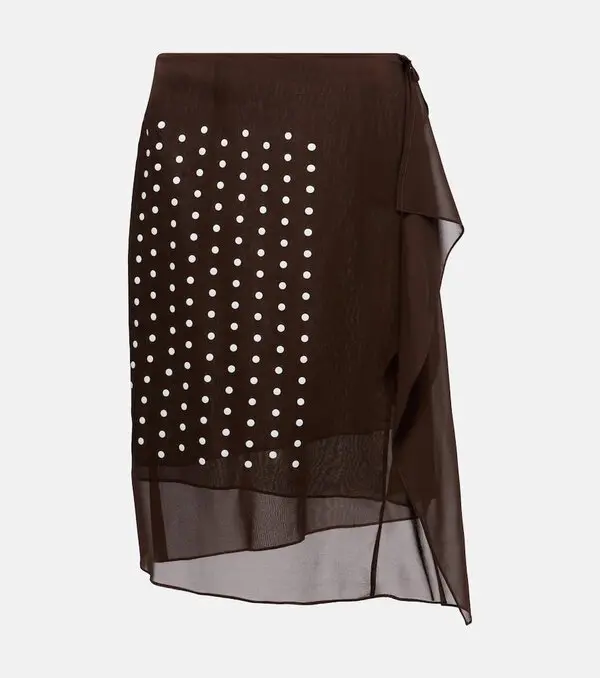 Dries Van Noten Polka-dot Silk-blend Midi Skirt