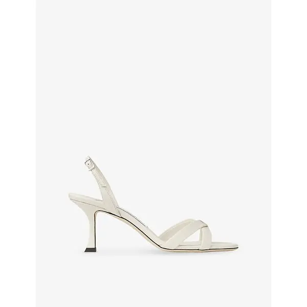 JIMMY CHOO Elsy 70 Leather Heeled Sandals - Latte