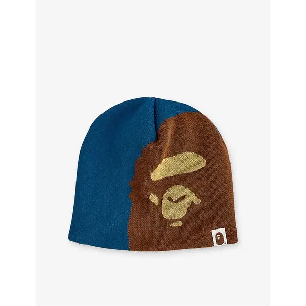 A BATHING APE Ape Head Knitted Beanie - Blue