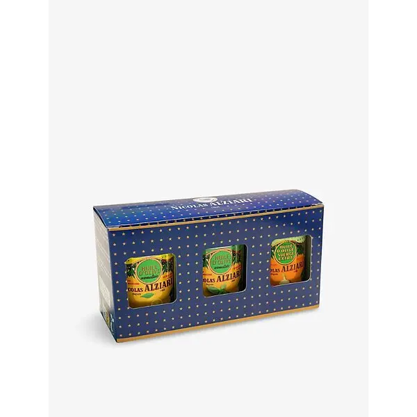 NICOLAS ALZIARI Box Of Three Basil, Garlic And Lemon Flavoured Oils 3 X 100ml