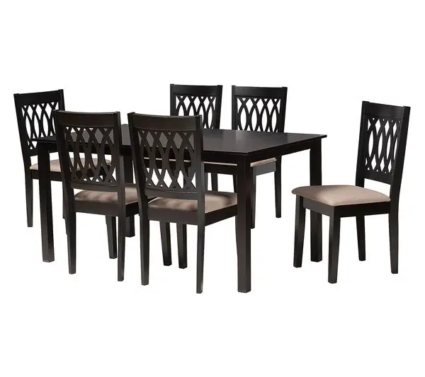 BAXTON STUDIO Florencia Fabric And Wood 7-piece Dining Set