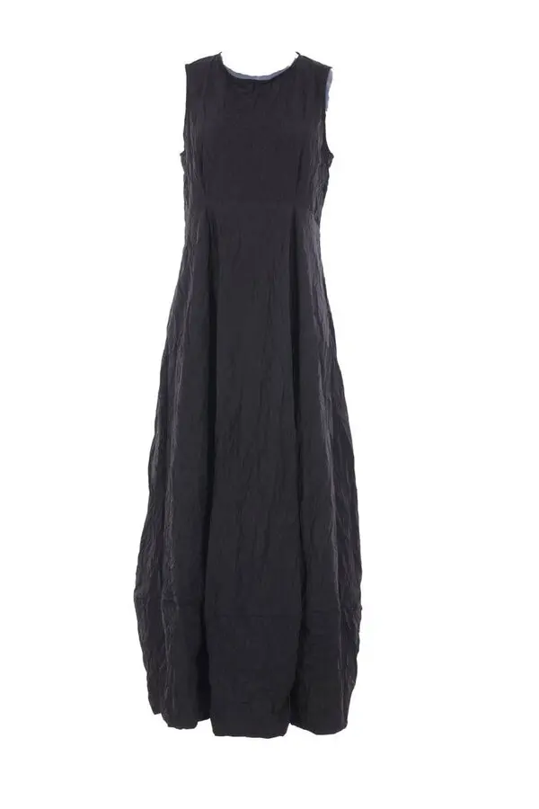 MARIA CALDERARA Sleeveless Crinkled Dress - Black