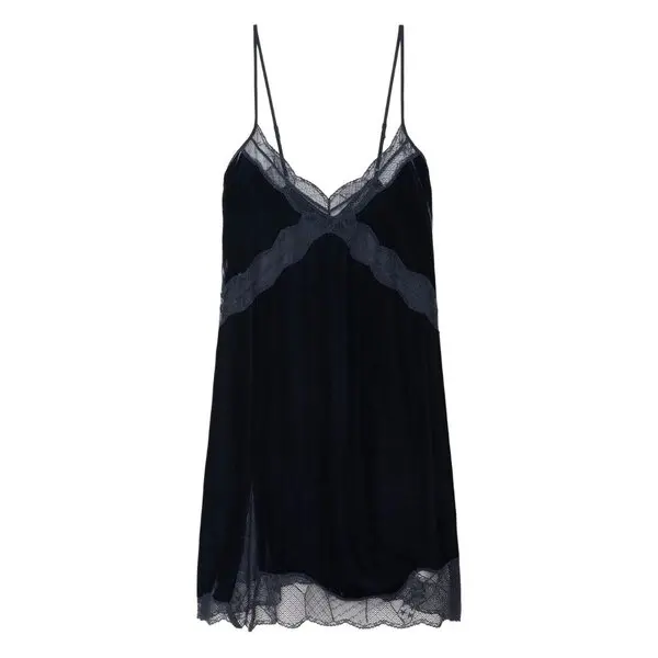 Zadig&Voltaire Velvet Lace Trim Dress - Blue