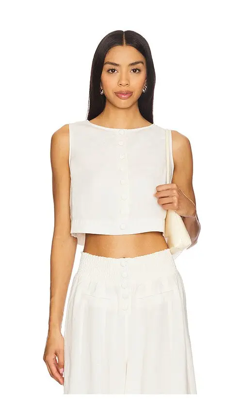 WeWoreWhat Boxy Linen Boatneck Top - Off White
