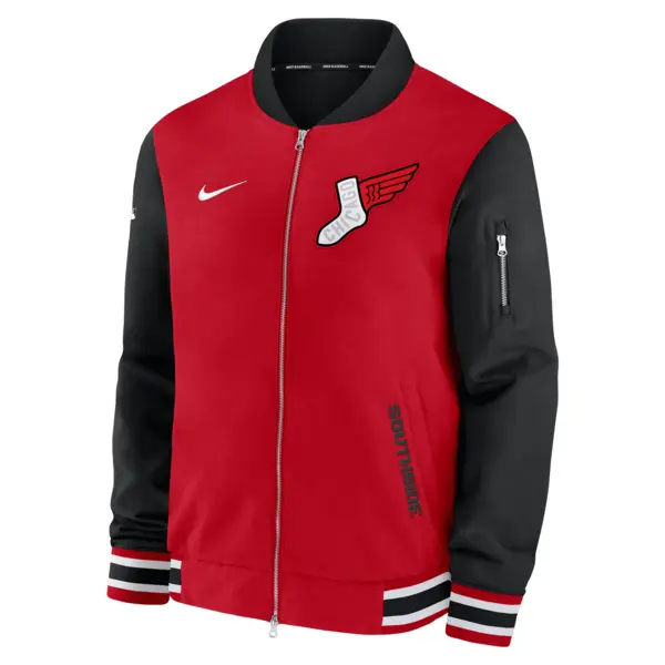 Nike Chicago White Sox City Connect Mlb Full-zip Bomber Jacket - Red