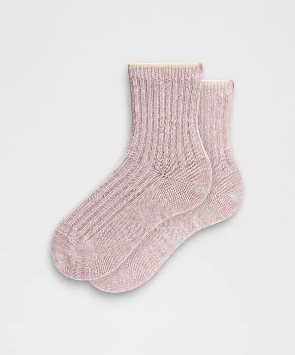 Lululemon Quarter-length Ragg Socks - Pink Haze/butter Cream