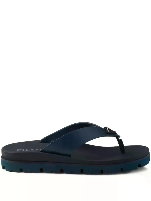 Prada Logo-embellished Flip Flops - Blue