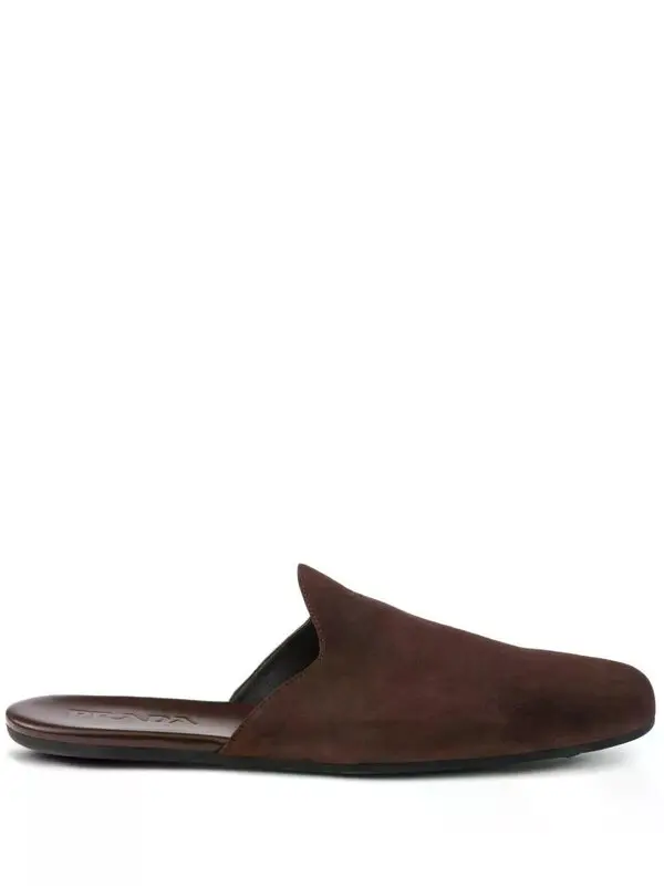 Prada Slip-on Suede Slippers - Brown