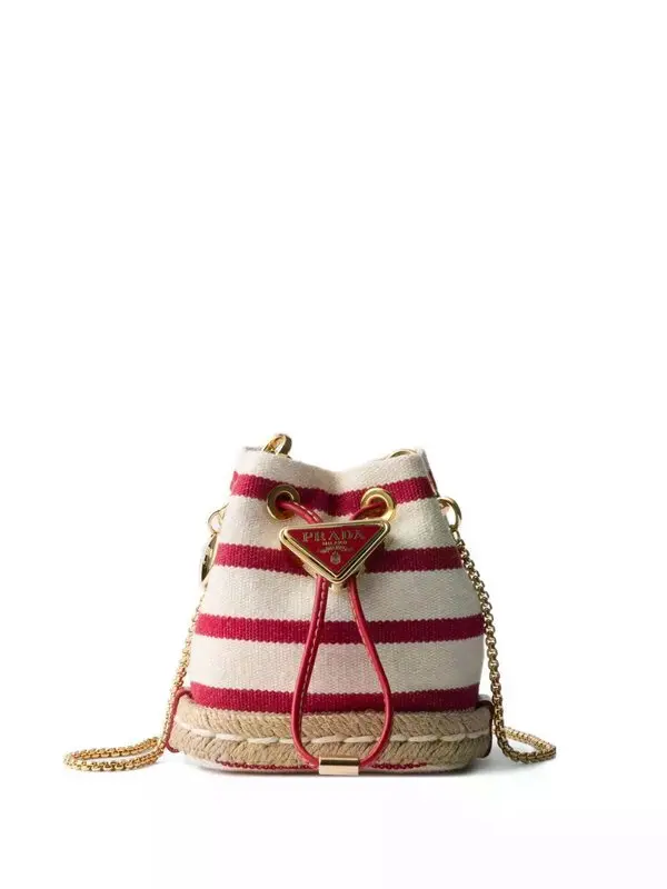 Prada Striped Canvas Mini Bag - Neutrals