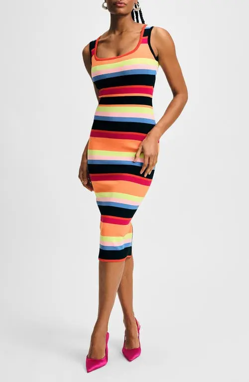 ISAAC MIZRAHI NEW YORK Stripe Sleeveless Sweater Dress