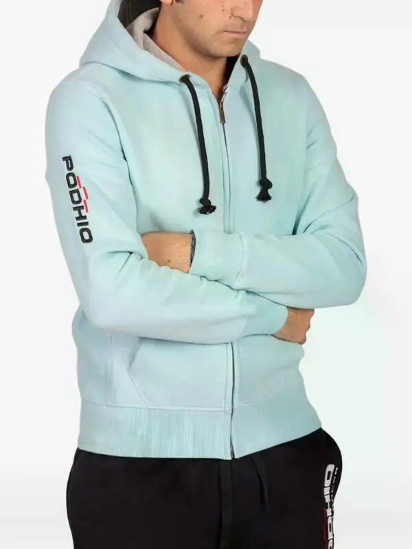 PODHIO Logo-embroidered Zip-up Hoodie