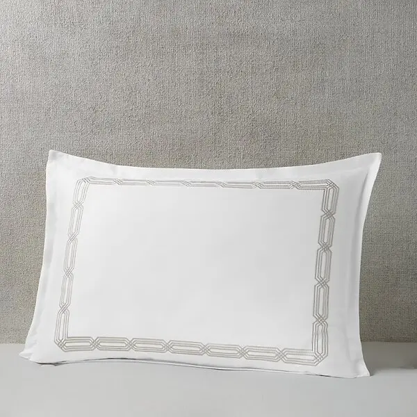 HUDSON PARK COLLECTION Italian Tivoli Embroidered Standard Sham, Pair Exclusive - White/silver