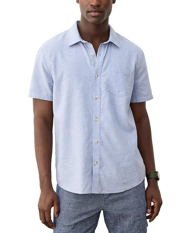 Marine Layer California Naturals Regular Fit Classic Short Sleeve Shirt - Chambray