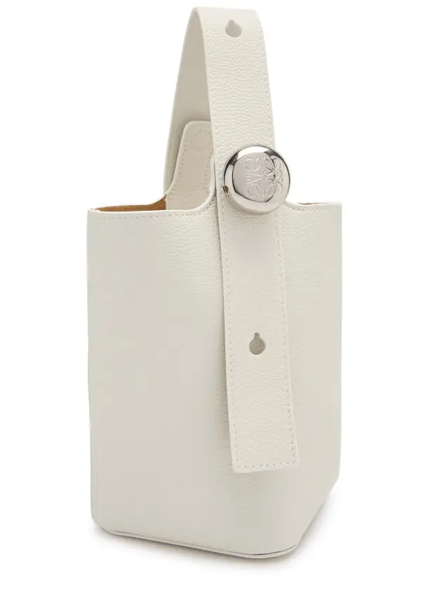 Loewe Pebble Mini Leather Bucket Bag - White