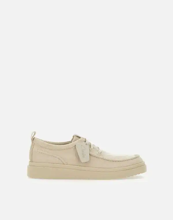 Clarks Polden Moc Cream Lace Up Shoes - Beige | Editorialist