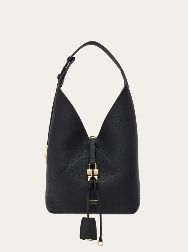 FERRAGAMO V-shaped Hobo Bag - Black