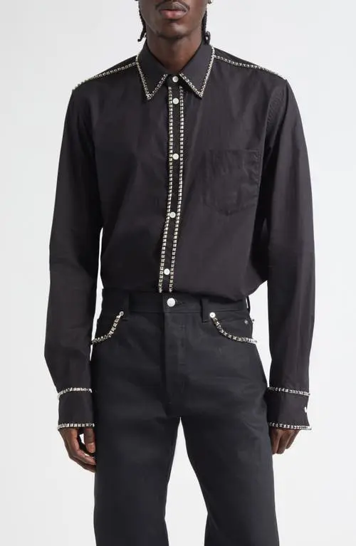 TAKAHIROMIYASHITA THESOLOIST. Stud Embellished Reglar Collar Broad Button-up Shirt