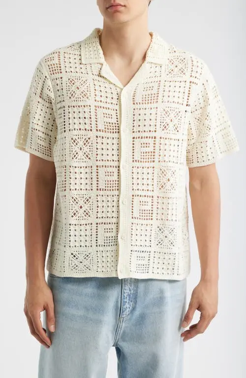 PERCIVAL Groundsman Cotton Crochet Camp Shirt - Ecru