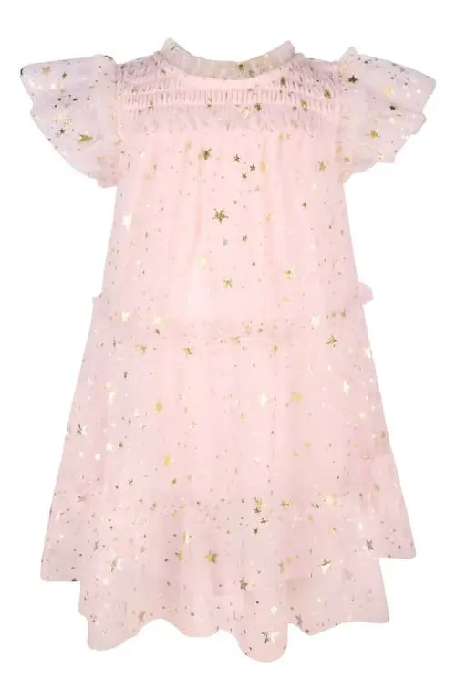 ZUNIE Foil Star Mesh Overlay Party Dress