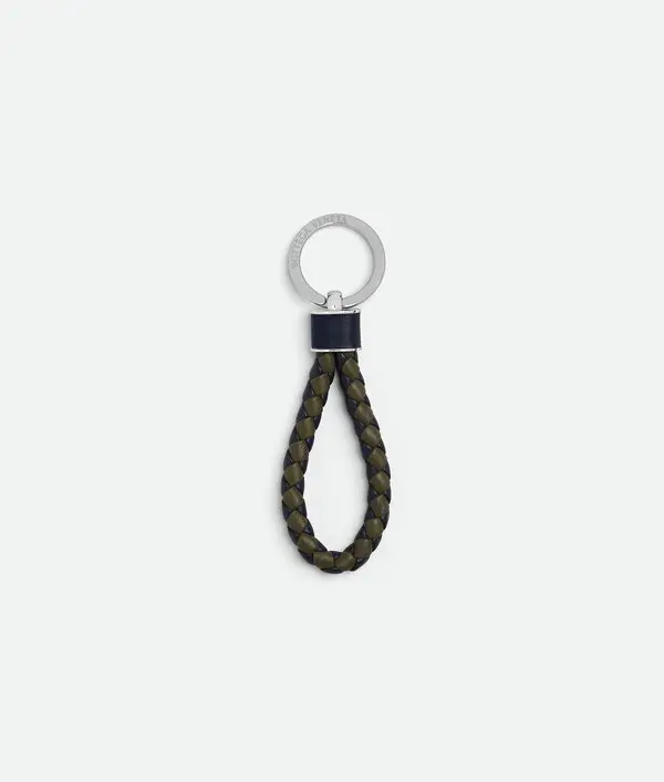 Bottega Veneta Intreccio Key Ring - Abyss/cypress