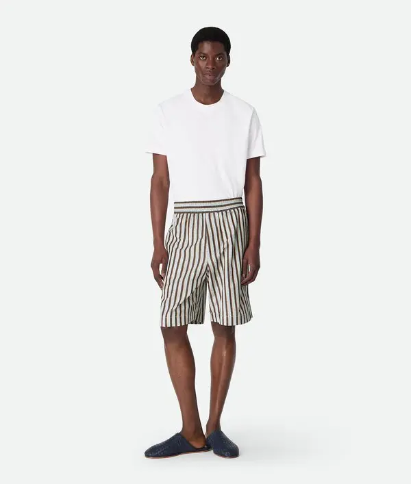 Bottega Veneta Stripe Cotton And Linen Shorts