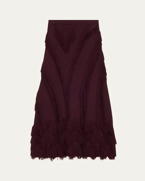 Ulla Johnson Astrid Macrame Fringe Knit Maxi Skirt - Mahogany