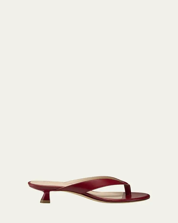 STUART WEITZMAN Rio Leather Kitten-heel Thong Sandals - Fire