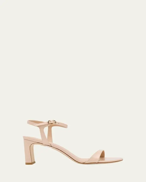 STUART WEITZMAN Babette Patent Ankle-strap Sandals - Barely Beige