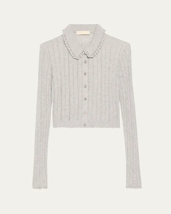 Ulla Johnson Lottie Collared Cropped Cardigan - Slate