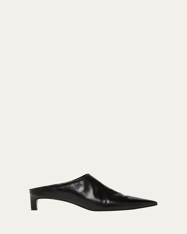 JIL SANDER Leather Kitten Mule Pumps
