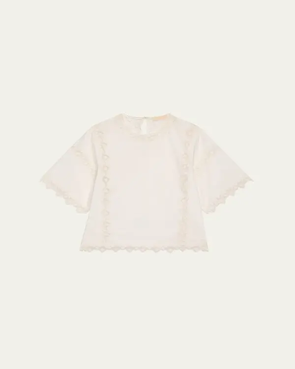 Ulla Johnson Kai Embroidered Cotton Top - Pristine