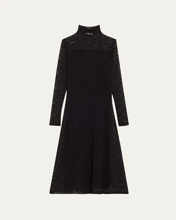 Ulla Johnson Talia Leopard Print Turtleneck Dress - Noir