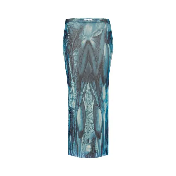 Jean Paul Gaultier Ecorche Printed Long Skirt - Blue