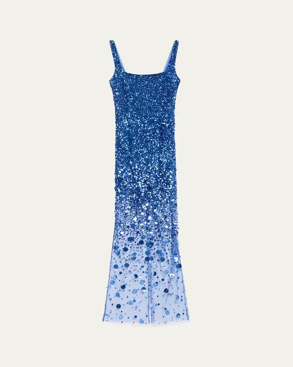 ATELIER PRABAL GURUNG Dakota Square-neck Degrade Beaded Gown