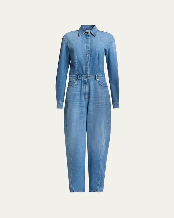 Givenchy Barrel Leg Denim Jumpsuit - Medium Blue