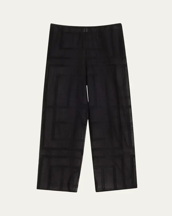 TOTÊME Monogram Crochet Straight-leg Pajama Pants - Black