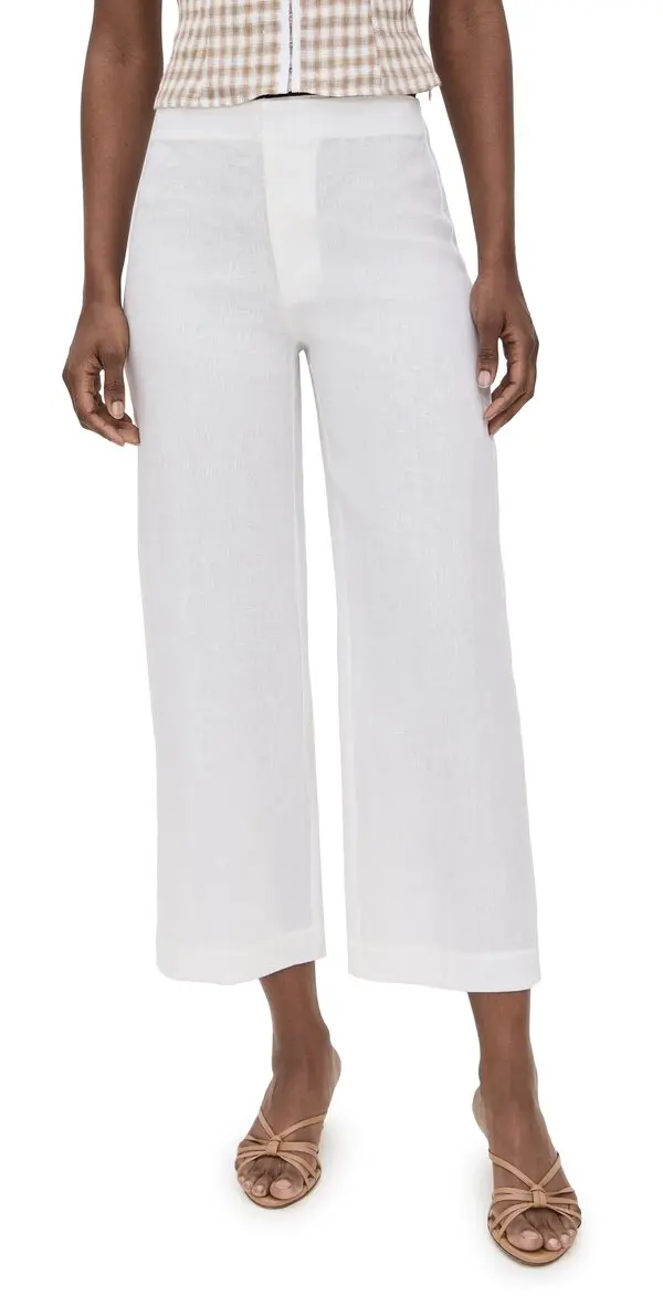 REFORMATION Joni Linen Cropped Pants - White