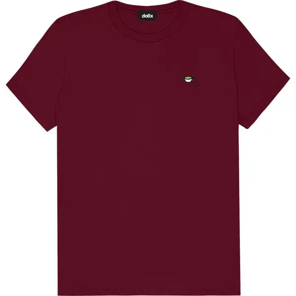 DALIX Relaxed Fit Jersey Tee With Lil Matcha Design - Maroon