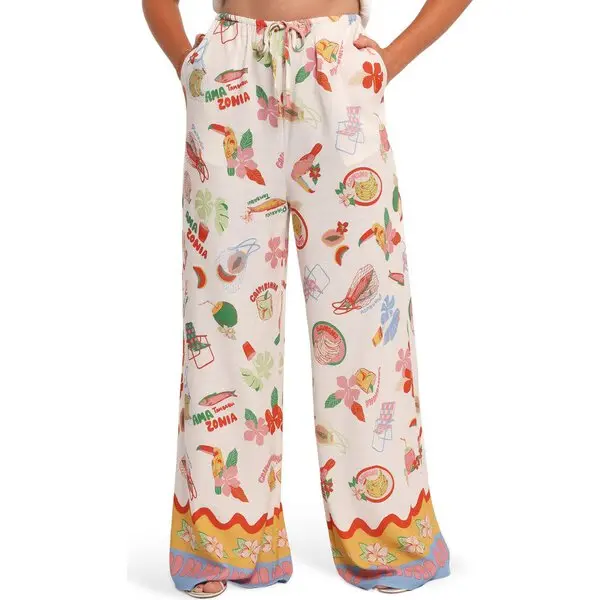PETAL & PUP Printed Wide-leg Pants
