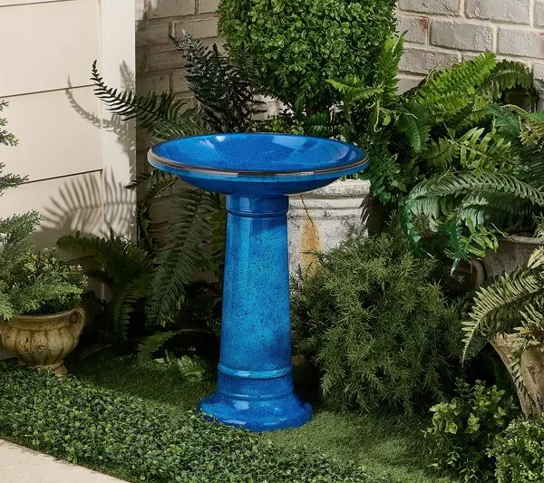 JENNINGS As Is Faux Ceramic Bird Bath With Fillable Base