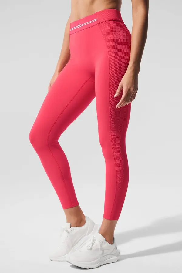 Alo Yoga Alosoft High-waist 7/8 Relay Legging - Candy Red/white