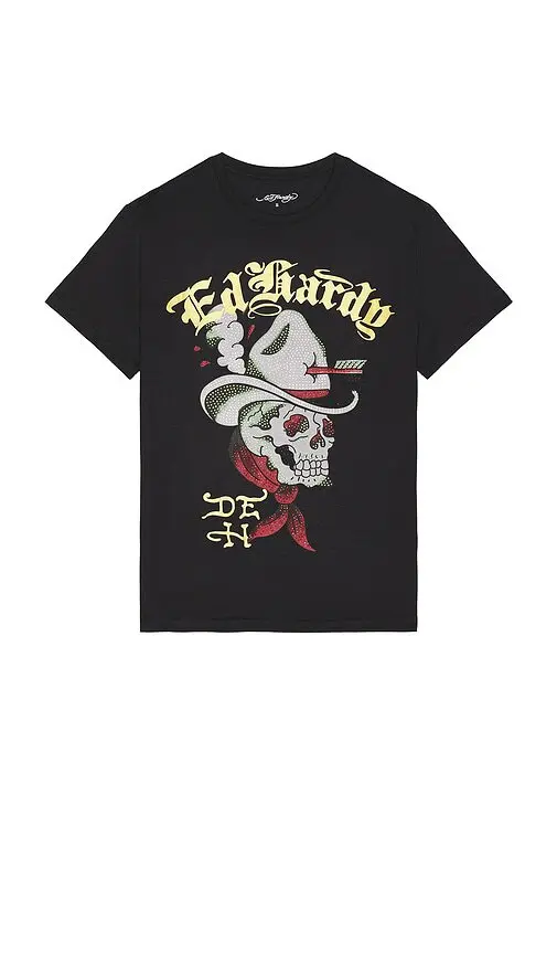 Ed Hardy Cowboy Skull Rhinestone Tee