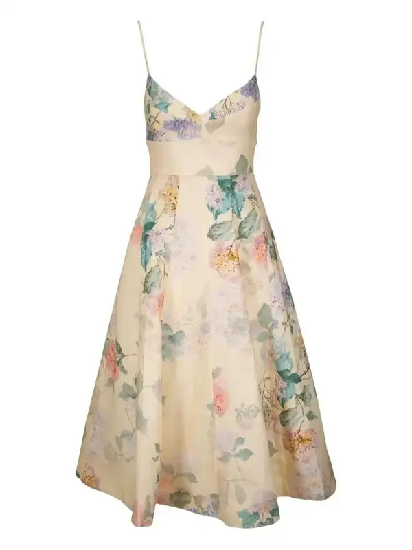 Zimmermann Floral-print Midi Dress - Neutrals