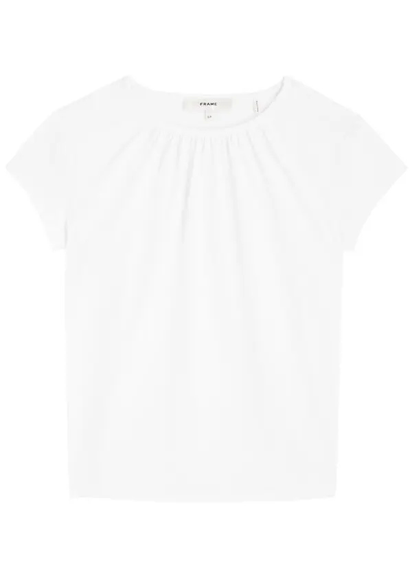 FRAME The Gathered Stretch-cotton T-shirt - White