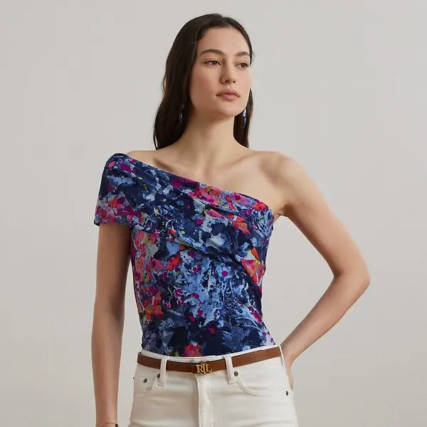 Ralph Lauren Printed One-shoulder Top