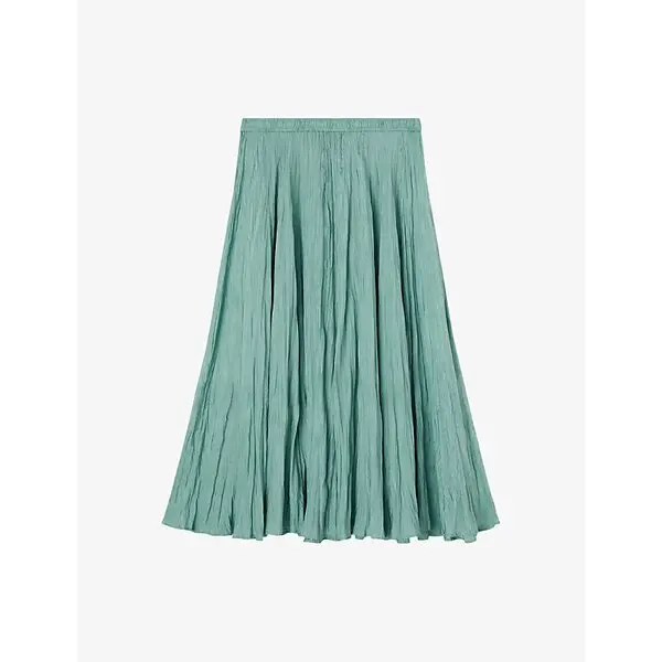 JOSEPH Sully Crinkled Silk Midi Skirt - Lagoon