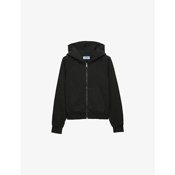 Prada Logo-patch Zip-up Cotton Hoody